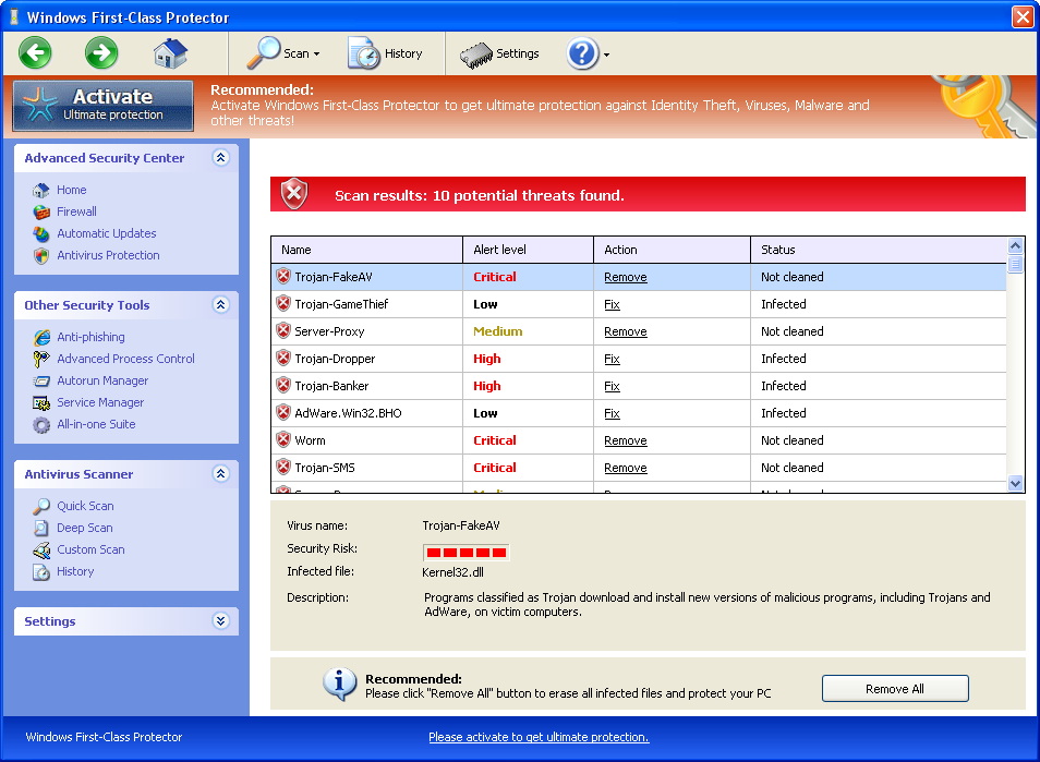 Remove Windows First-Class Protector - Uninstall Instructions