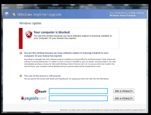 Remove Windows Anytime Upgrade Virus (Ukash Scam)