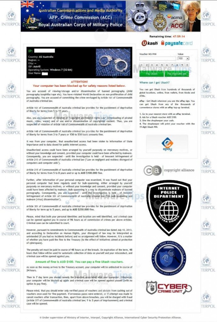 Remove "Internet Police Department" Virus (Removal Guide)