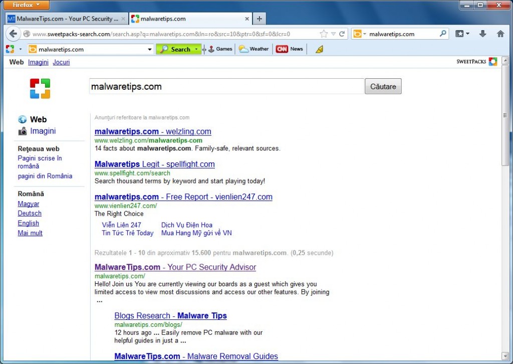 Remove Sweetpacks-search.com Redirect (Virus Removal Guide)