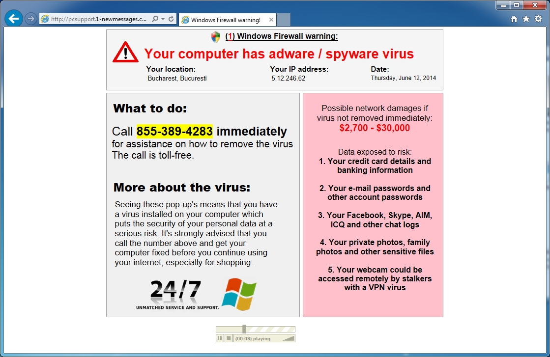 Remove Pcsupport.1-newmessages.com Pop-up Virus
