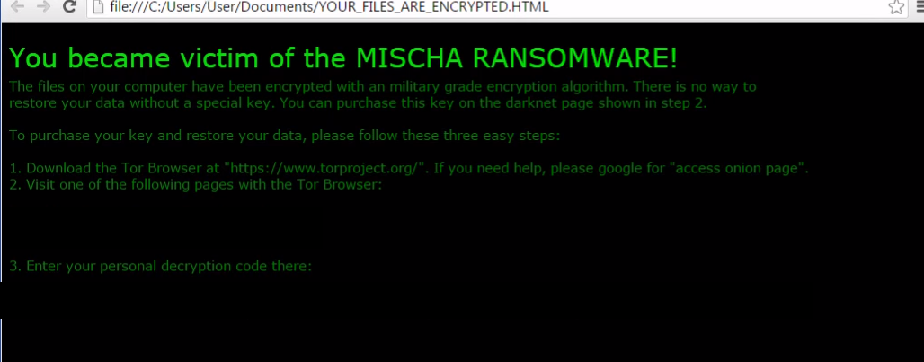 Remove MISCHA Ransomware ("Your Files Are Encrypted" Virus)