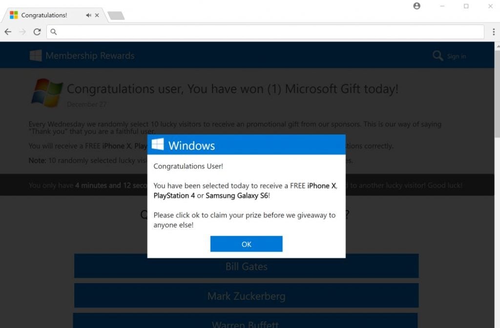 Remove "Congratulations User, You Have Won" Adware (Survey Scam)