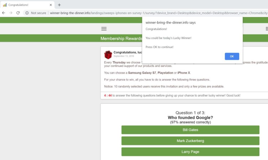 Remove Winner-bring-the-dinner.info Pop-up Ads (Virus Removal Guide)