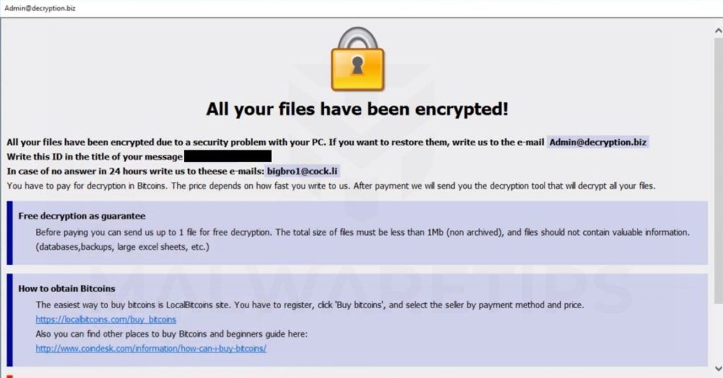 Remove Admin@decryption.biz Bkpx Ransomware (Virus Removal Guide)