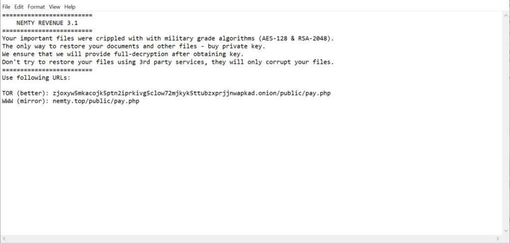 Remove NEMTY REVENUE 3.1 Ransomware (Virus Removal Guide)