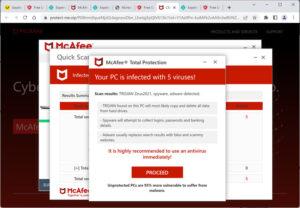 Remove "McAfee Your PC Is Infected With 5 Viruses" Pop-ups