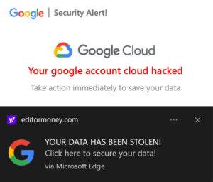 Remove Your Google Account Cloud Hacked Pop-up Scam