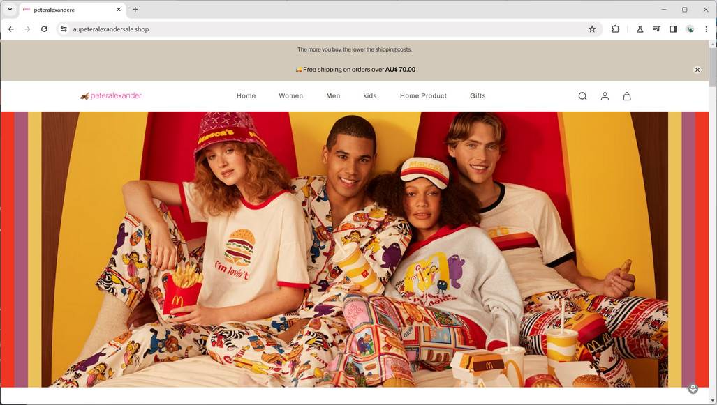 AuPeterAlexanderSale.Shop Scam Store: A Fake Peter Alexander Site