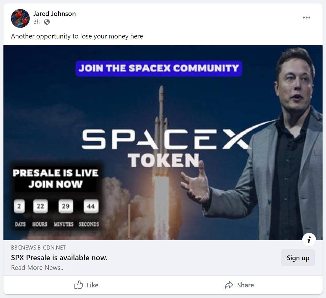 WARNING: SpaceX Token PreSale Scam Steals Your Crypto | MalwareTips Blog