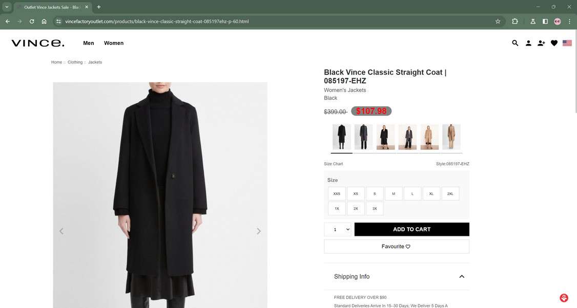 VinceFactoryOutlet.com Scam Store: A Fake Vince Website