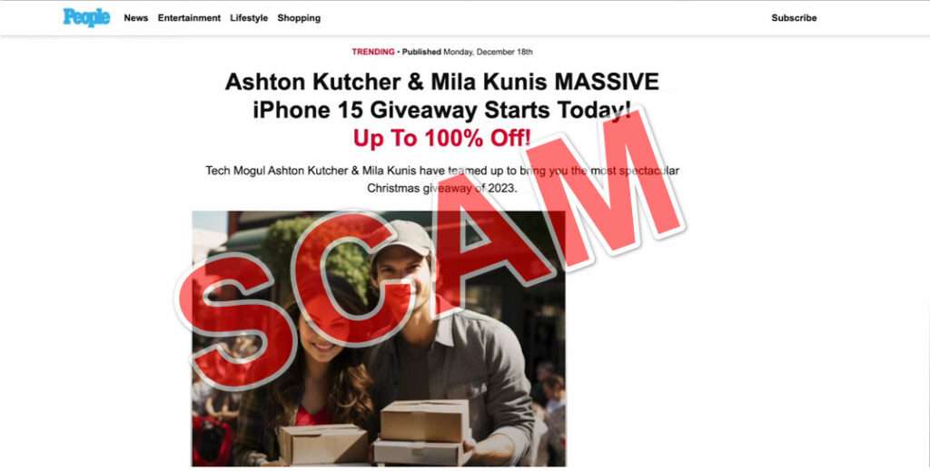 Don't Get Duped By The Viral Ashton & Mila IPhone Giveaway Scam