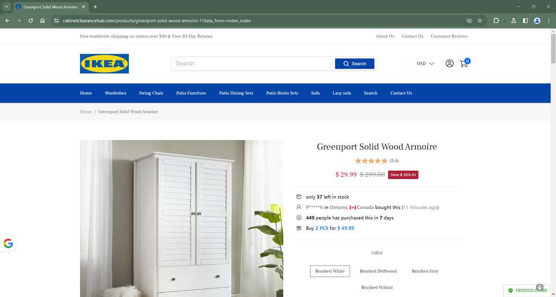 Cabinetclearancehub.com Scam Store - Ripoff Risk, Stay Away