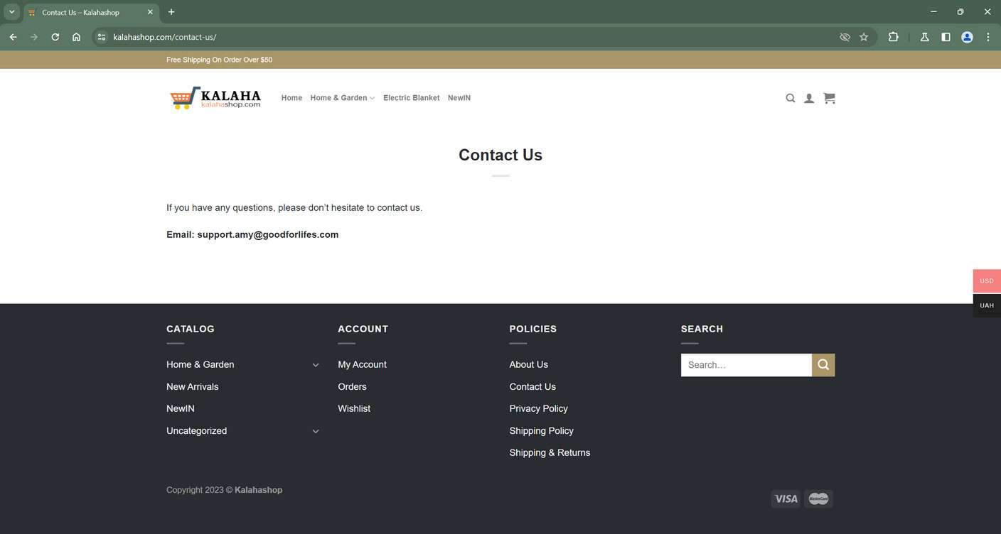 Avoid KalahaShop.com Scam Store - Fake Shop Warning