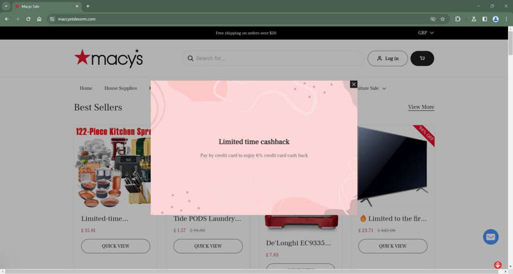 Maccystslessrm.com Scam Store: A Fake Macy's Website