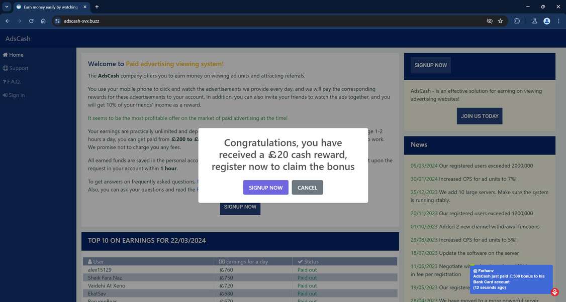Don't Fall For The Adscash-xvx.buzz Scam - Read Our Report