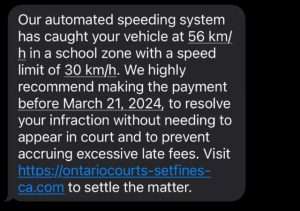 Beware The "Automated Speeding System" Text Message Scam