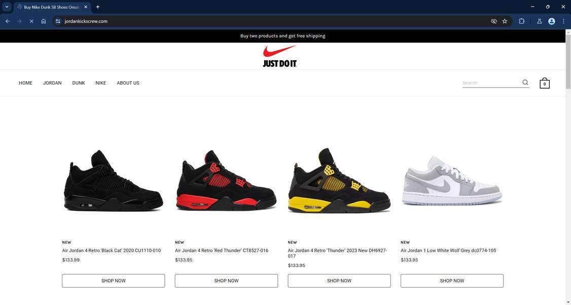 Jordankickscrew.com Scam Store: A Fake Nike Website