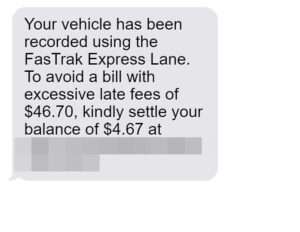 Don't Be Fooled By The FasTrak Express Lane Fee Scam Texts