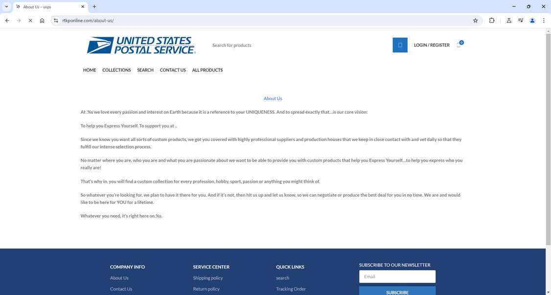 Rtkponline.com Scam Store: A Fake USPS Website