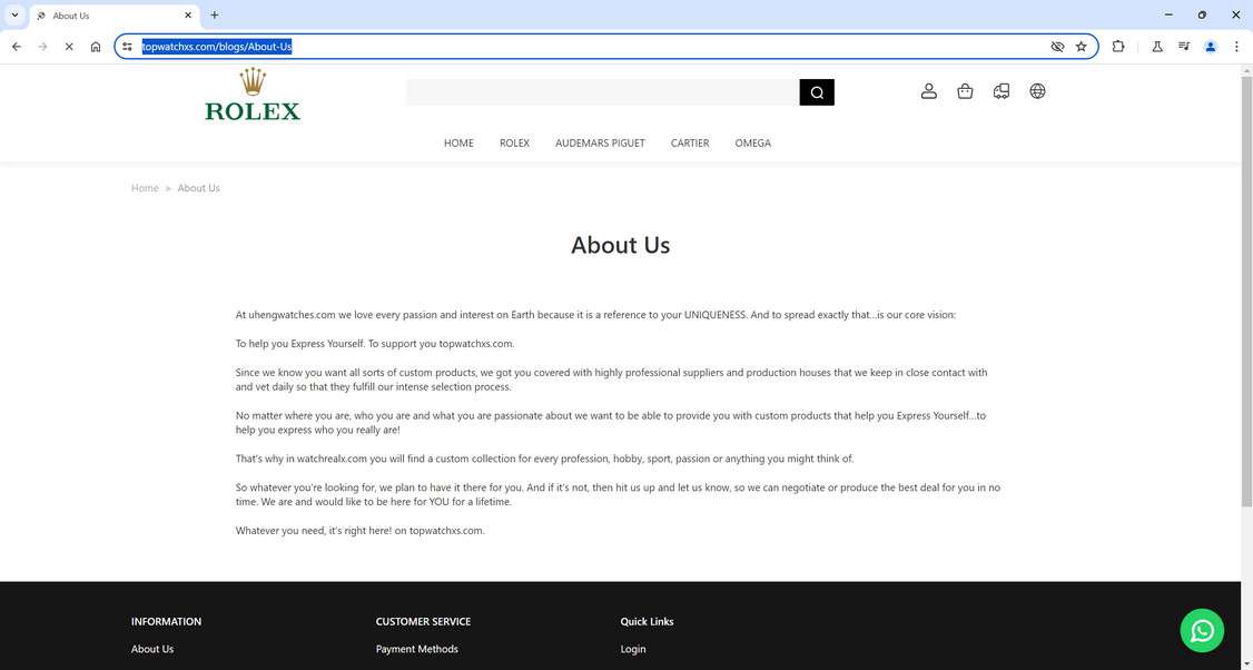 Topwatchxs.com Scam Store: A Fake ROLEX Website