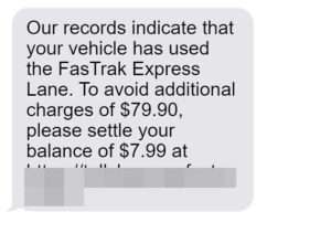"Your Vehicle Has Used The FasTrak Express Lane" Scam Explained