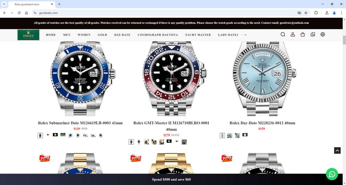 Goodwatc.com Scam Store: A Fake Rolex Website