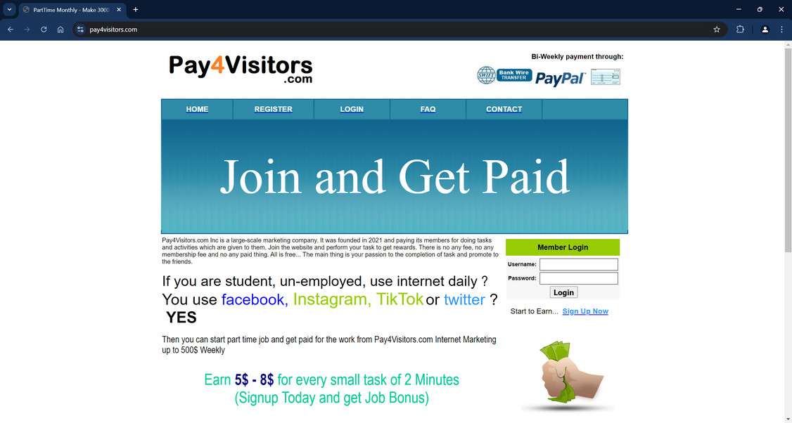 Pay4visitors.com Tasks Scam – Don’t Fall For This Deceptive Trap!