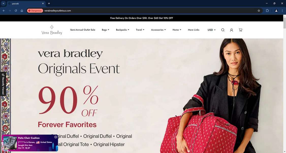 VeraBradleyOutletsUS.com Scam: A Fake Vera Bradley Website