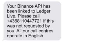 Beware Of The Binance API Linked To Ledger Live Scam Texts