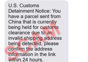 "U.S. Customs Detainment Notice" USPS Scam Text Explained