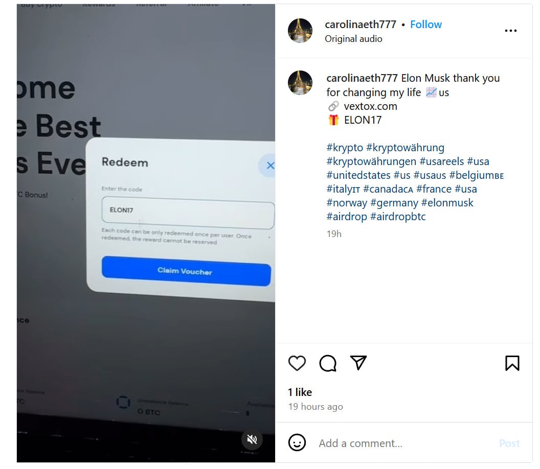 Elon Musk “Musk043” Promo Code BTC Giveaway Scam Explained
