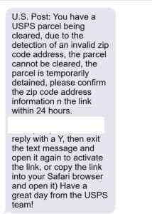 Beware The FAKE USPS Parcel Cannot Be Cleared Scam Texts