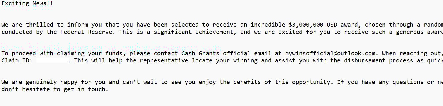 Federal Reserve Award Scam Email - What You Need To Know | MalwareTips Blog