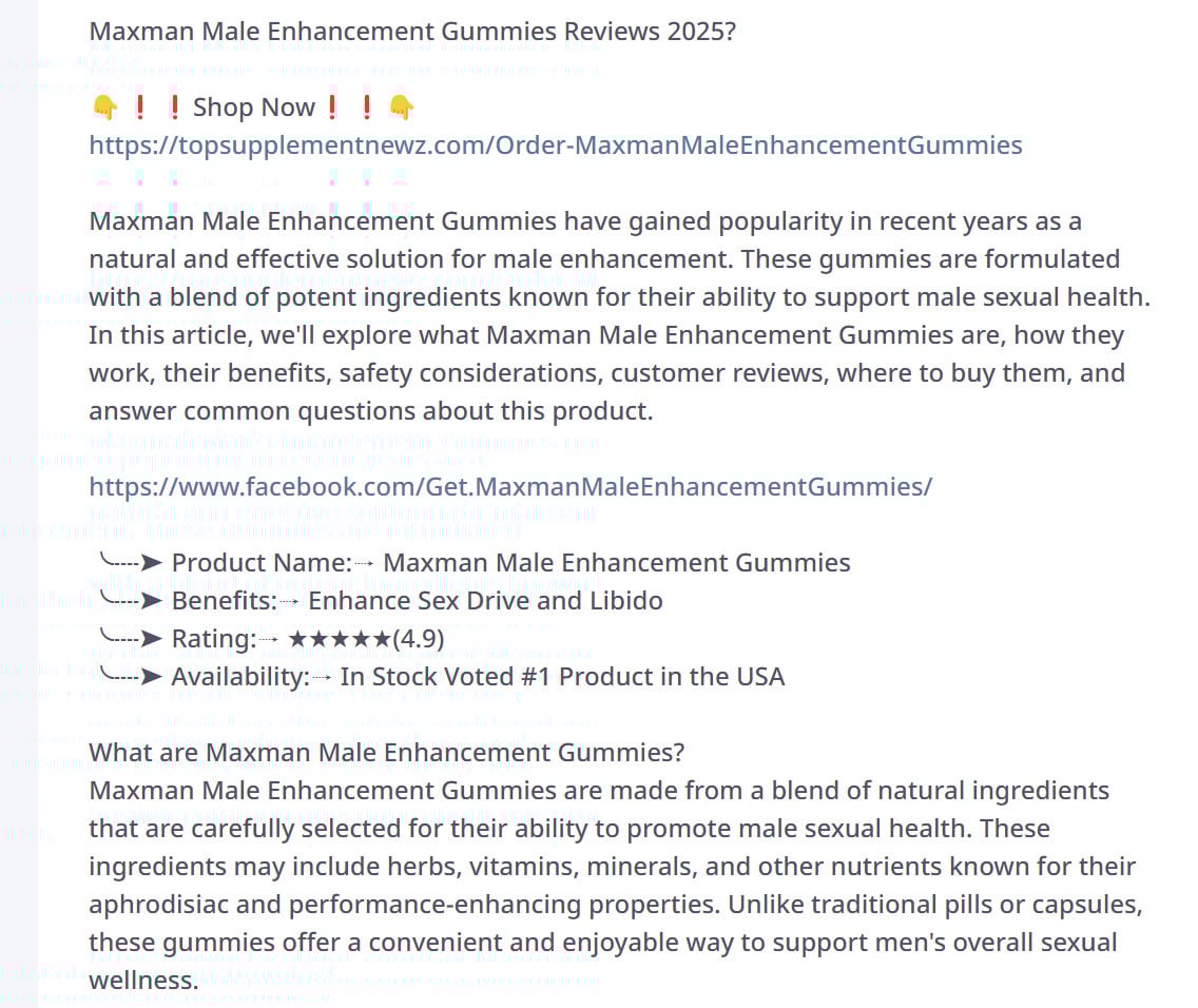 Maxman Male Enhancement Gummies - Scam Or Legit? Read This Before Buying It