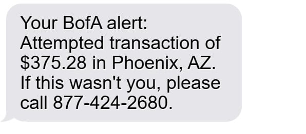 Beware The FAKE BofA Alert Attempted Transaction Scam Texts