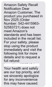 Beware The FAKE Amazon Safety Recall Notification Scam Texts