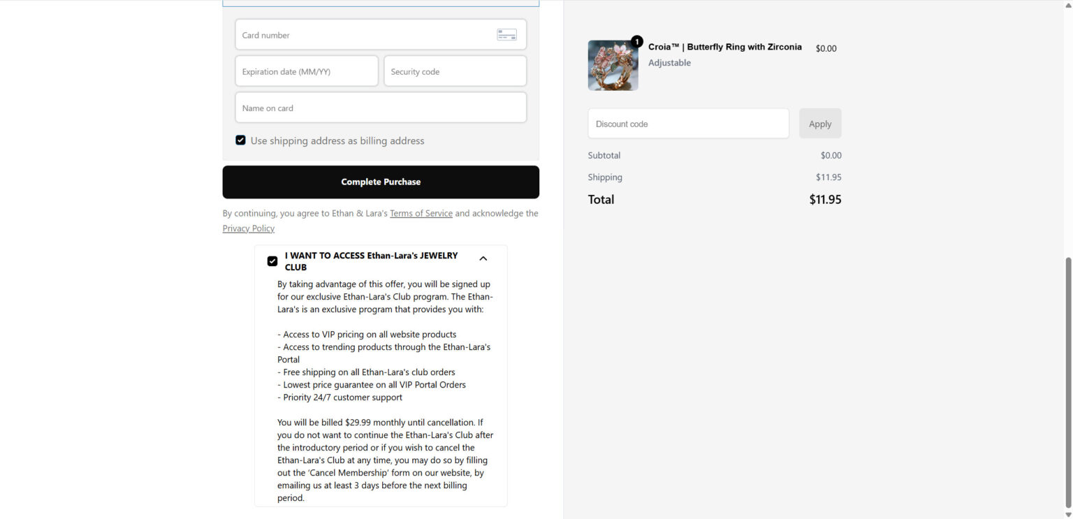 Ethan & Lara Jewelry Closing Sale Scam - Subscription Trap Exposed