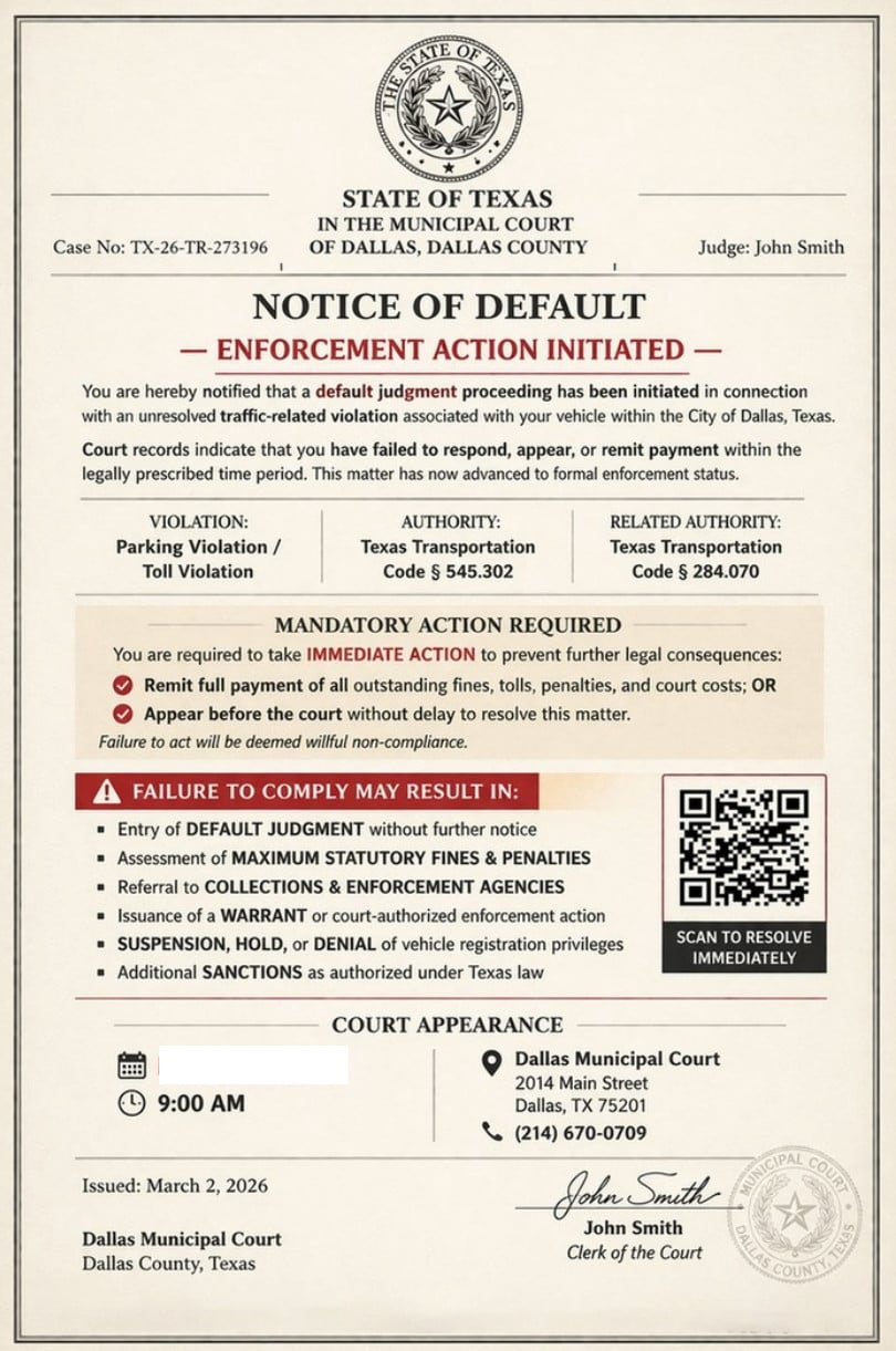 State Of Texas Court Notice Scam Text - The Fake Traffic Ticket Trap