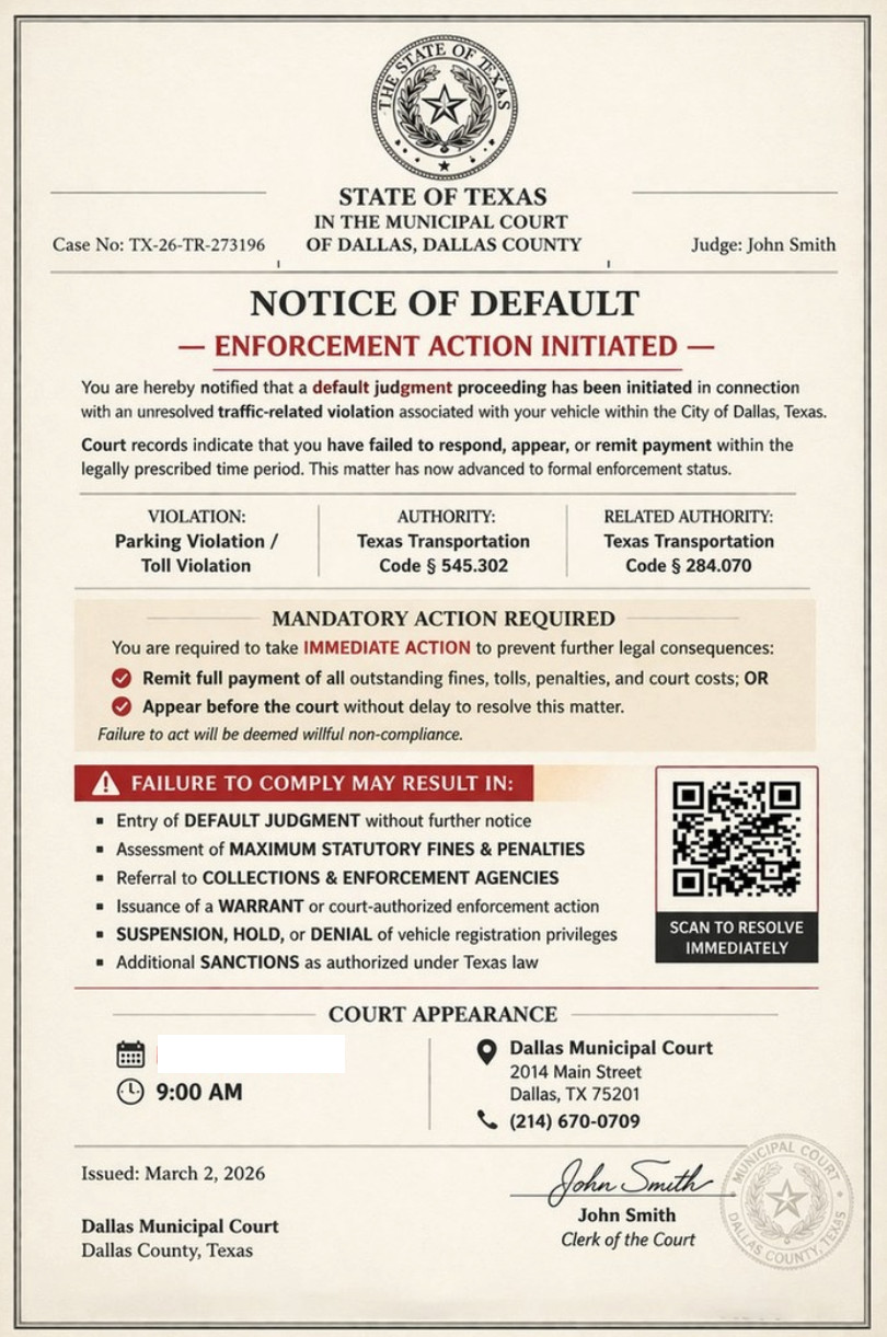 Traffic Violation Notice Text Scam: Fake Tickets And QR Code Traps