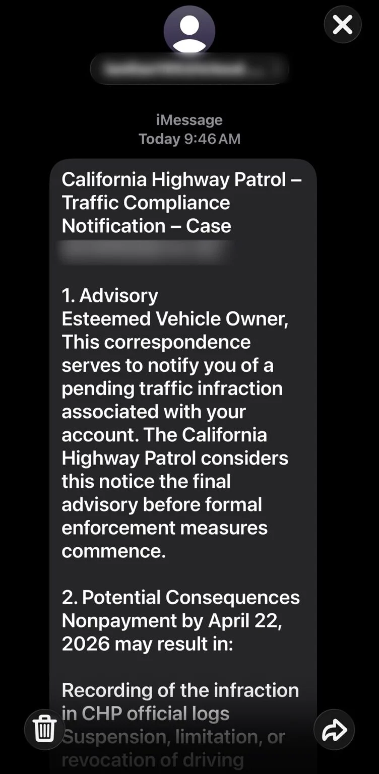 Traffic Violation Notice Text Scam: Fake Tickets And QR Code Traps