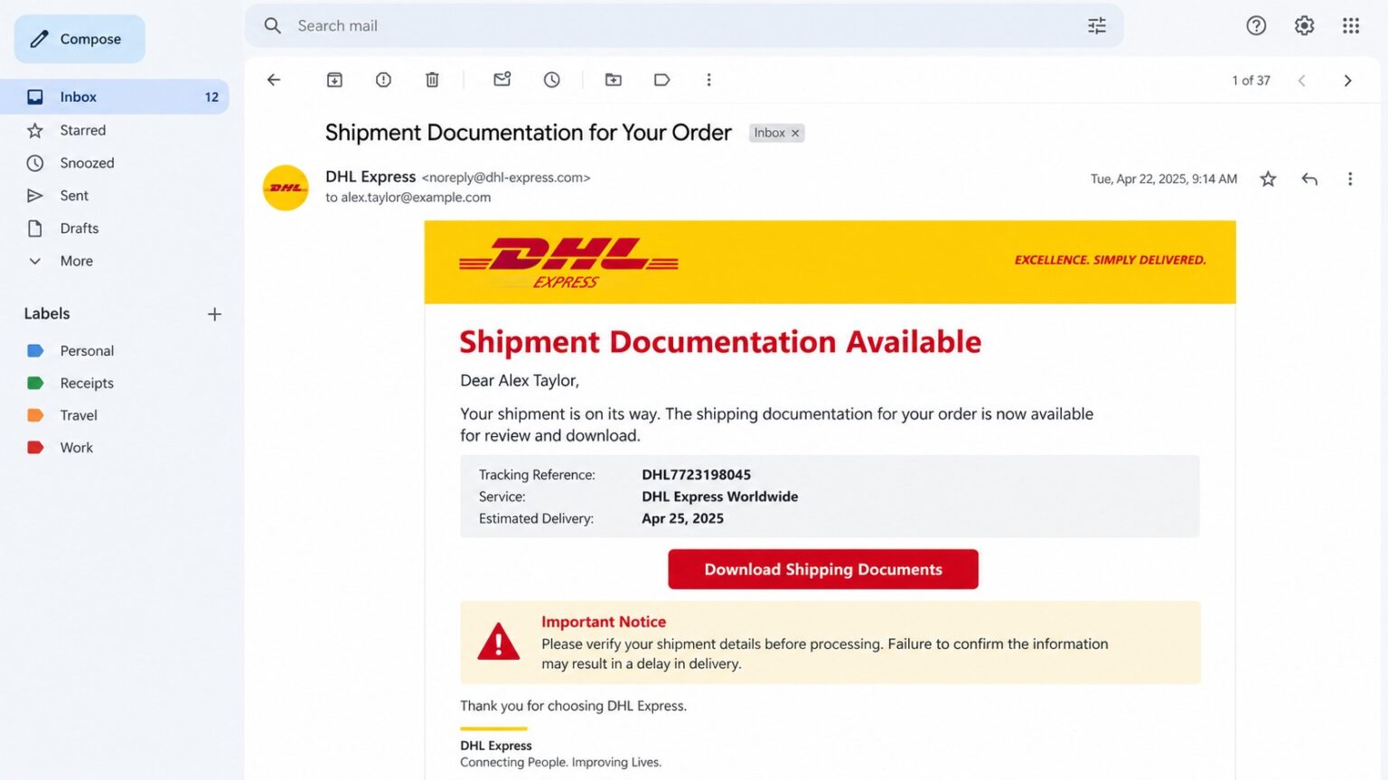 DHL Express Shipment Documents Scam Exposed: Fake Download And Login Trap